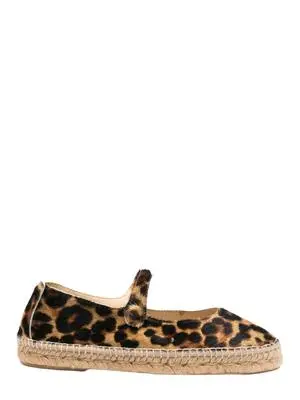 Manebí Leopard Print Calf Leather Mary Jane Espadrilles - Brown