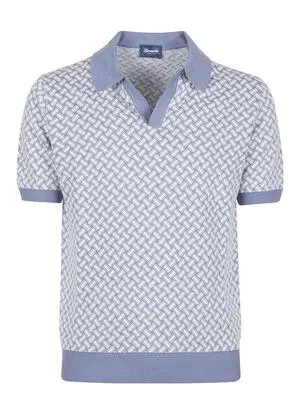 DRUMOHR V-neck Short Sleeve Ribbed T-shirt For - Navy