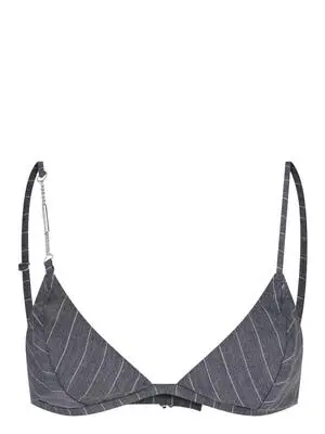 DONDUP Virgin Wool & Elastane Striped Triangle Bra - Grey