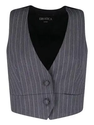 DONDUP Virgin Wool Blend Vest With Pin Stripes - Grey