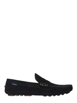 Paul Smith Black Suede Loafers With Horsebit Detail - Navy