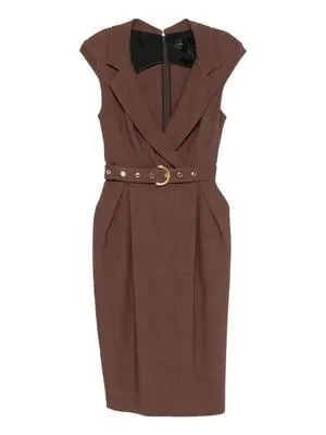 Pinko Midi Wrap Dress With Belt - Brown