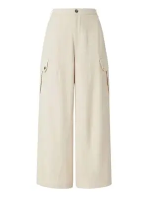 Pinko Cotton Twill Wide-leg Cargo Trousers - Beige