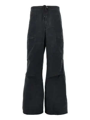 ENTIRE STUDIOS Cotton Drawstring Wide Leg Trousers - Black