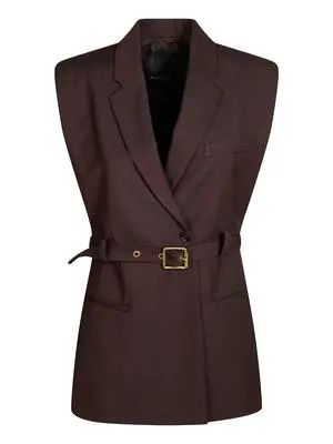 Pinko Diagonal Quilted Vest - Marrone