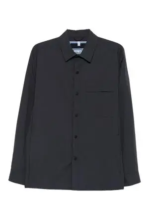 PEOPLE OF SHIBUYA Long Sleeve Shirt With Classic Collar - Navy