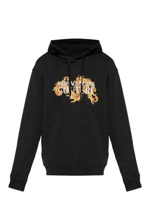 Versace Embroidered Logo Hoodie - Black