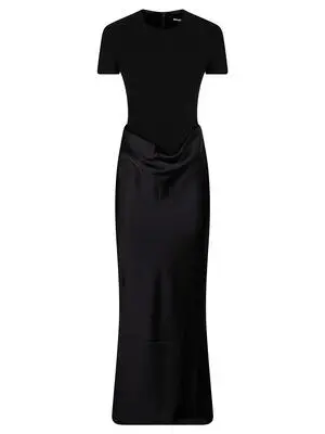 ROTATE BY BIRGER CHRISTENSEN Cap-sleeve Draped Maxi Dress - Nero