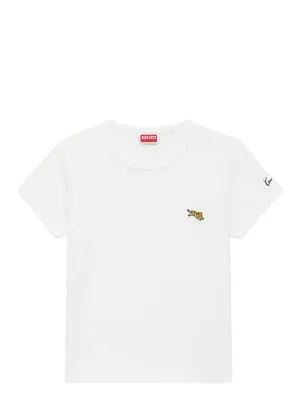 Kenzo KENZO Crew Neck T-Shirt With Patch And Sleeve Embroidery Bianco