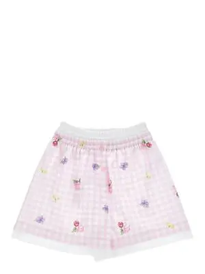 MONNALISA MONNALISA Gingham Floral Mini Shorts