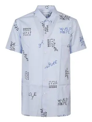 Comme Des Garçons Checkered Pocket Button-up Short Sleeve Shirt - Navy