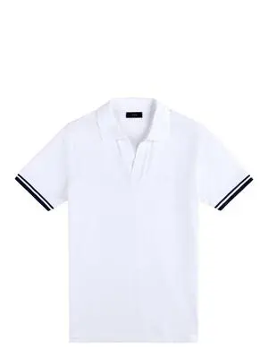 FAY Short-sleeve Polo Shirt With Contrast Stripe Trim - White