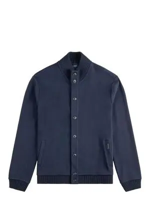 FAY Ribbed Trim Button-fastening Sweater With Welt Pockets - Navy