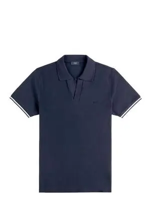 FAY Casual Piqued-texture V-neck Short-sleeve T-shirt - Navy