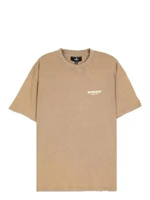 REPRESENT Crew Neck Logo Detail Short Sleeve T-shirt - Beige