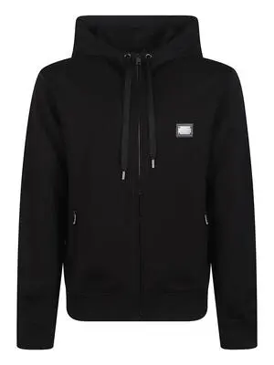 Dolce & Gabbana Zip-up Lightweight Cotton Hoodie - Black