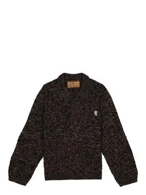 BRAIN DEAD Shawl Collar Textured Knit Sweater - Brown