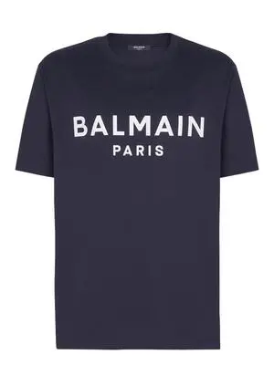 Balmain Round Neck Short Sleeve T-shirt - Navy