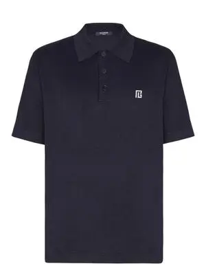 Balmain Balmain Men's Logo Embroidered Polo Shirt Navy