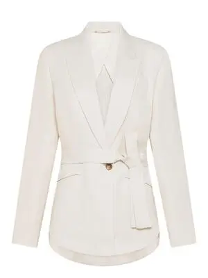 Seventy Tailored Notched Lapel Belted Jacket - Ivory