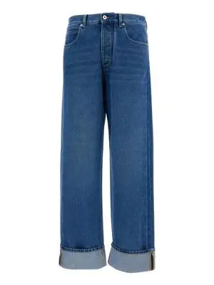 Bottega Veneta Turn-up Hem Jeans With Embossed Motif - Denim Blue