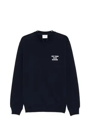 Drole De Monsieur Crew Neck Long Sleeve Sweater - Navy