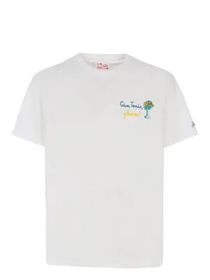 MC2 SAINT BARTH Round Neck Embroidered T-shirt - White