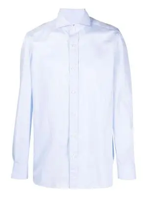 LUIGI BORRELLI Light Cotton Long Sleeve Button-up Shirt For - Light Blue