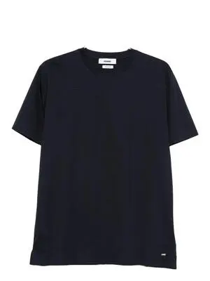 HESKIMO Round Neck Short Sleeve T-shirt With Tonal Stitching - Navy