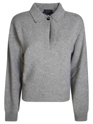 HAIKURE Grey Knit Polo Shirt - Grigio