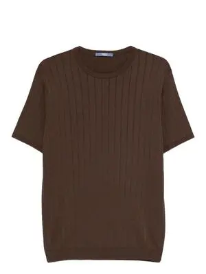 PEOPLE OF SHIBUYA PEOPLE OF SHIBUYA Ribbed Crew Neck Pullover Brown