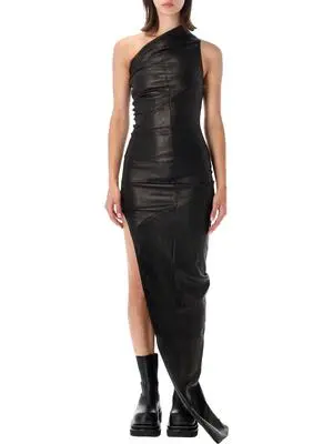 Rick Owens Sculptural Draped Slip Dress - Nero