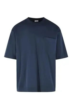 Dries Van Noten Ribbed Short Sleeve T-shirt With Chest Pocket - Navy