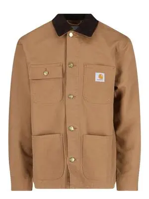 Carhartt Work In Progress Organic Cotton Workwear Jacket With Corduroy Collar - Brown