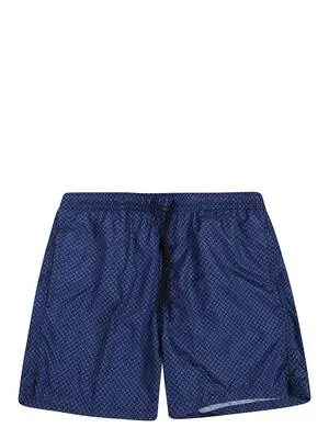 DRUMOHR Geometric Print Drawstring Swim Shorts With Patch Pocket - Navy