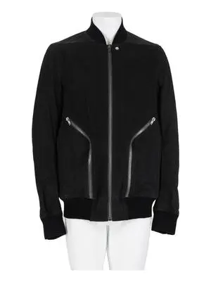 Rick Owens Leather Bomber Jacket - Black