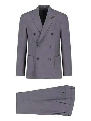 LARDINI LARDINI Wool-Cashmere Blend Double-Breasted Dress Coat Grey