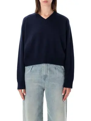 Loulou De Saison LOULOU DE SAISON Cashmere Boxy V-Neck Sweater Blu