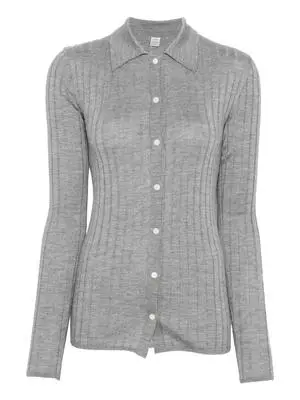 TOTÊME TOTEME Cashmere And Silk Rib-Trim Cardigan With Button Closure