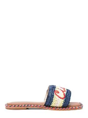 Giada Benincasa Raffia Slides - Navy