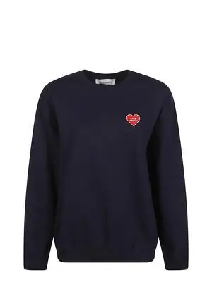 Giada Benincasa Crew Neck Embroidered Heart Sweatshirt - Navy
