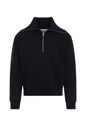 JIL SANDER Jil Sander Zip-Up Knit Sweater With Tonal Logo Navy