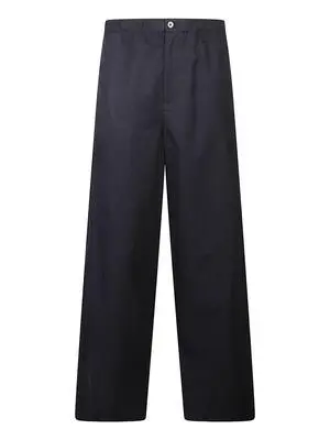 JIL SANDER Cotton Wide-leg Trousers - Navy