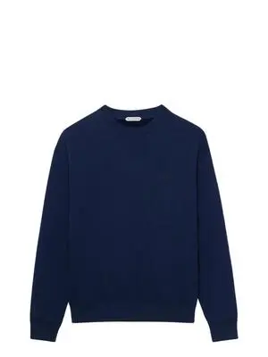 JW Anderson Embroidered Logo Crew Neck Long Sleeve Sweater - Navy