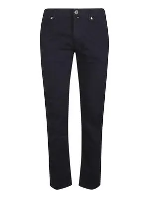Jacob Cohen Classic Button-down Slim Fit Jeans With Five Pockets - Navy