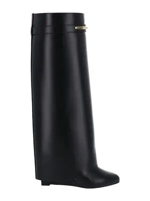 Givenchy Knee High Wedge Boots With Metal Detail - Black