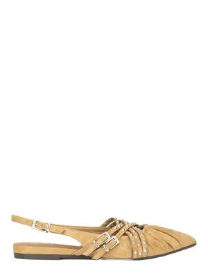 Ash Suede Studded Slingback Flat Sandals - Brown
