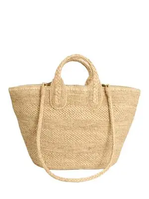 IBELIV Raffia Tote Bag With Braided Handles - Ecru