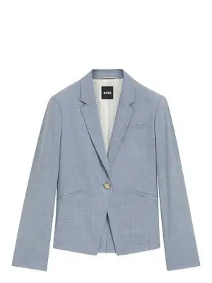 BOSS BLACK Slim-fit Melange Virgin Wool Blazer - Grey