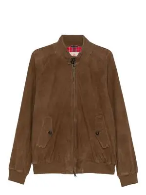 BARACUTA Classic Leather Zip-up Jacket - Brown